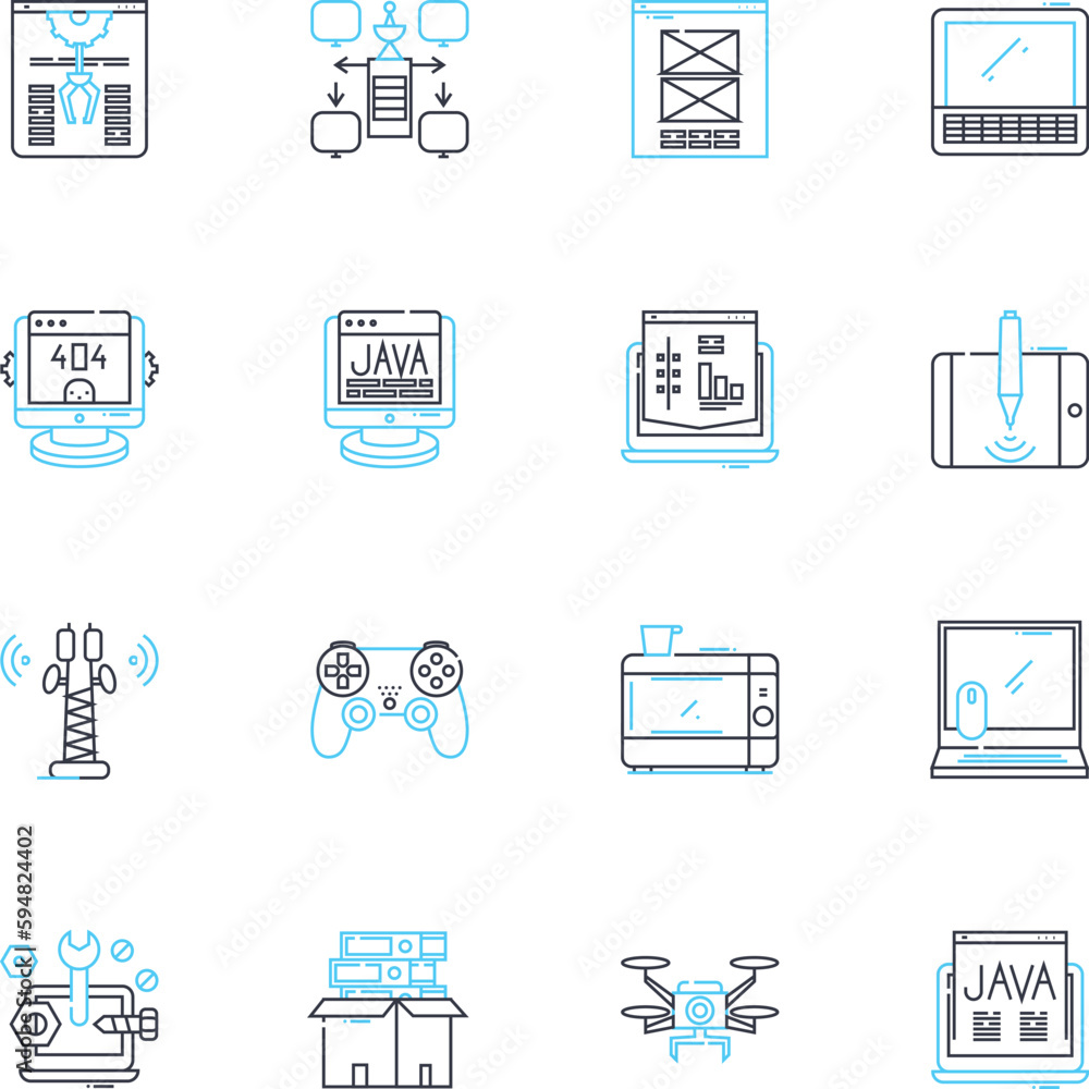 Parallel Computing Linear Icons Set Concurrency Multithreading Distributed Cluster Gpu