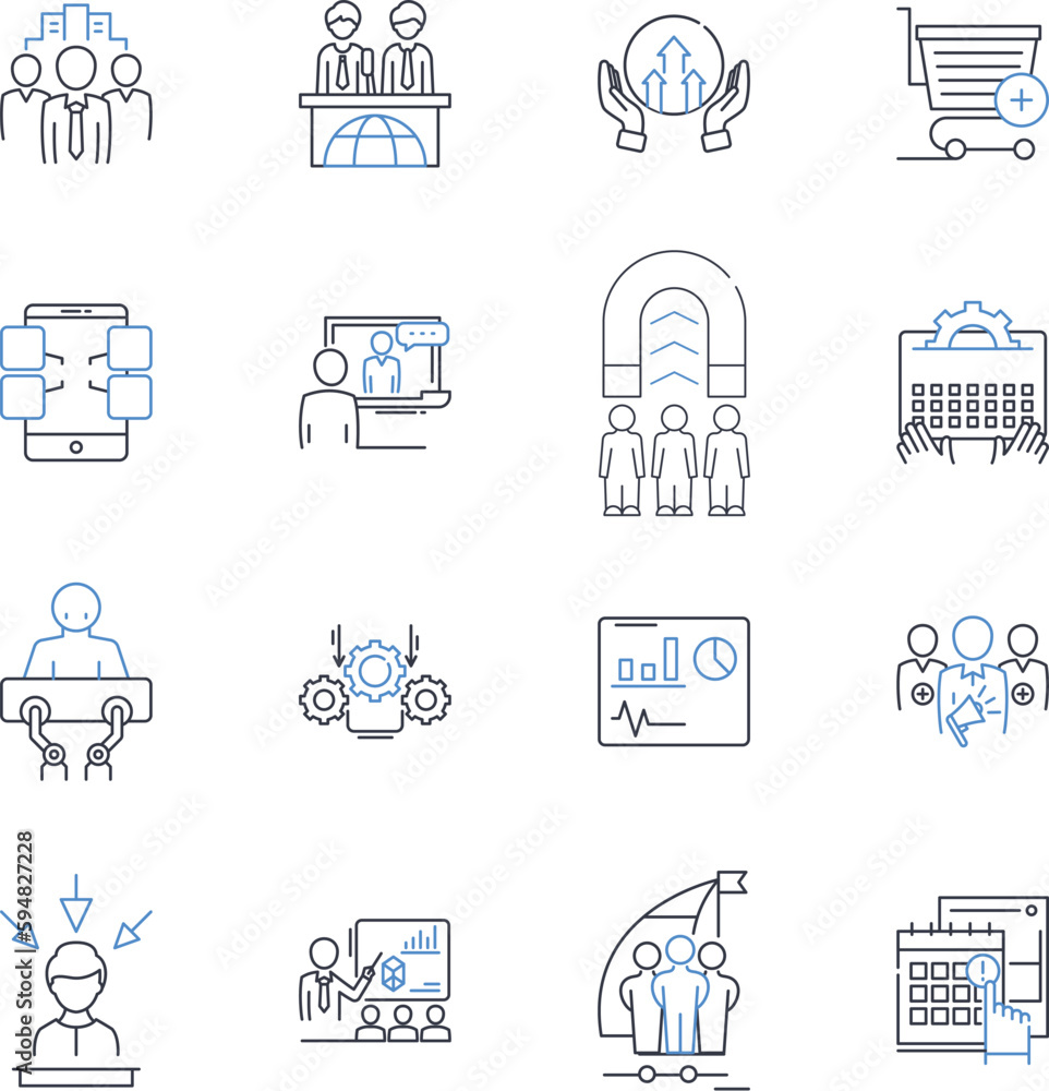 Vetor De Workday Framework Line Icons Collection Deployment Integration Reporting Analytics