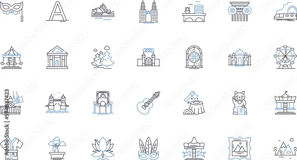 Ancestral records line icons collection. Genealogy, Heritage, Lineage ...