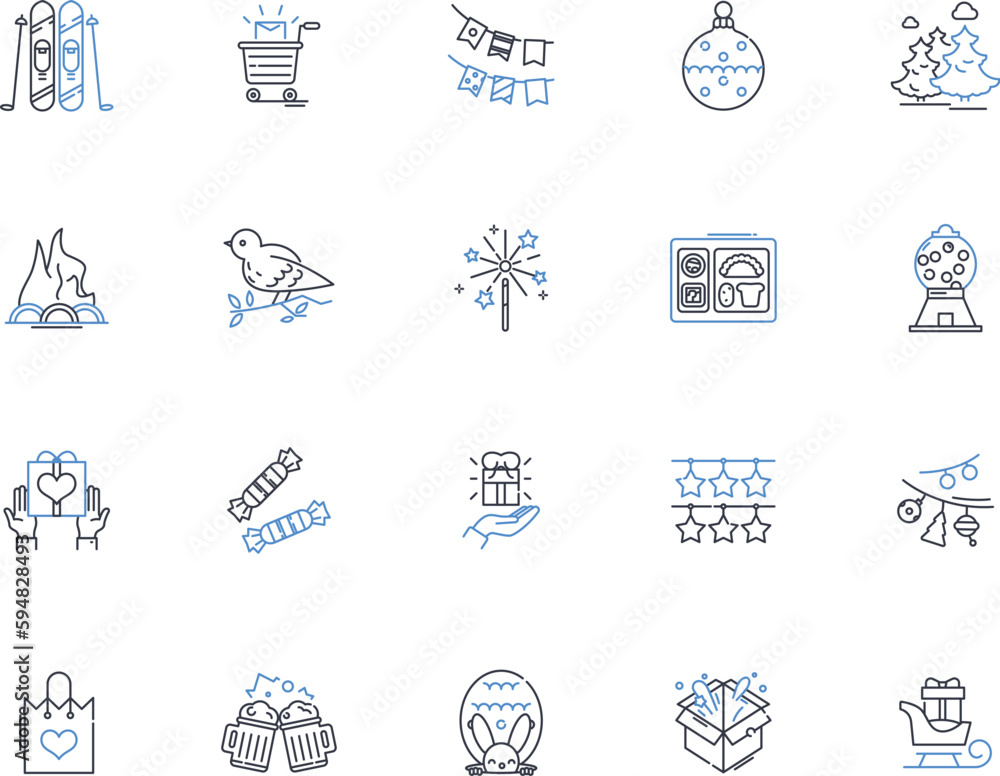 Winter solstice line icons collection. Solstice, Winter, Longest, Night ...