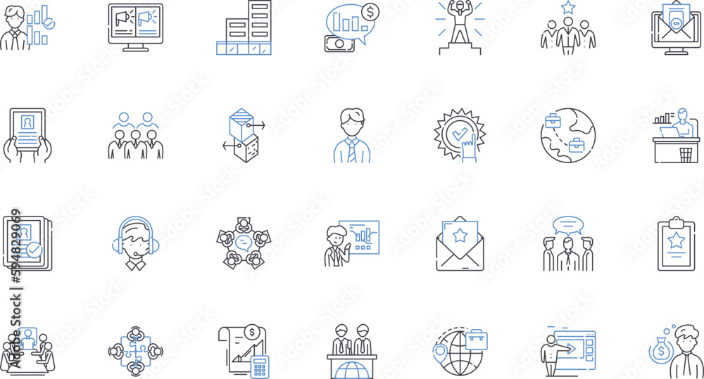 Career development line icons collection. Ambition, Aspiration, Growth, Progression, Advancement ...