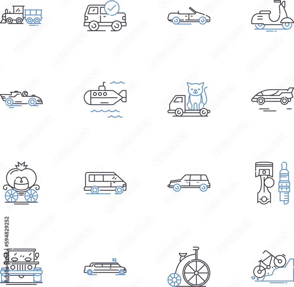 Transit services line icons collection. Commute, Shuttle, Bus, Train ... Transit services line icons collection. Commute, Shuttle, Bus, Train ...