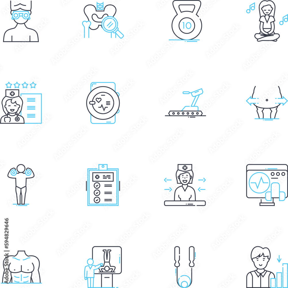 Speech therapy linear icons set. Communication, Articulation, Fluency ...