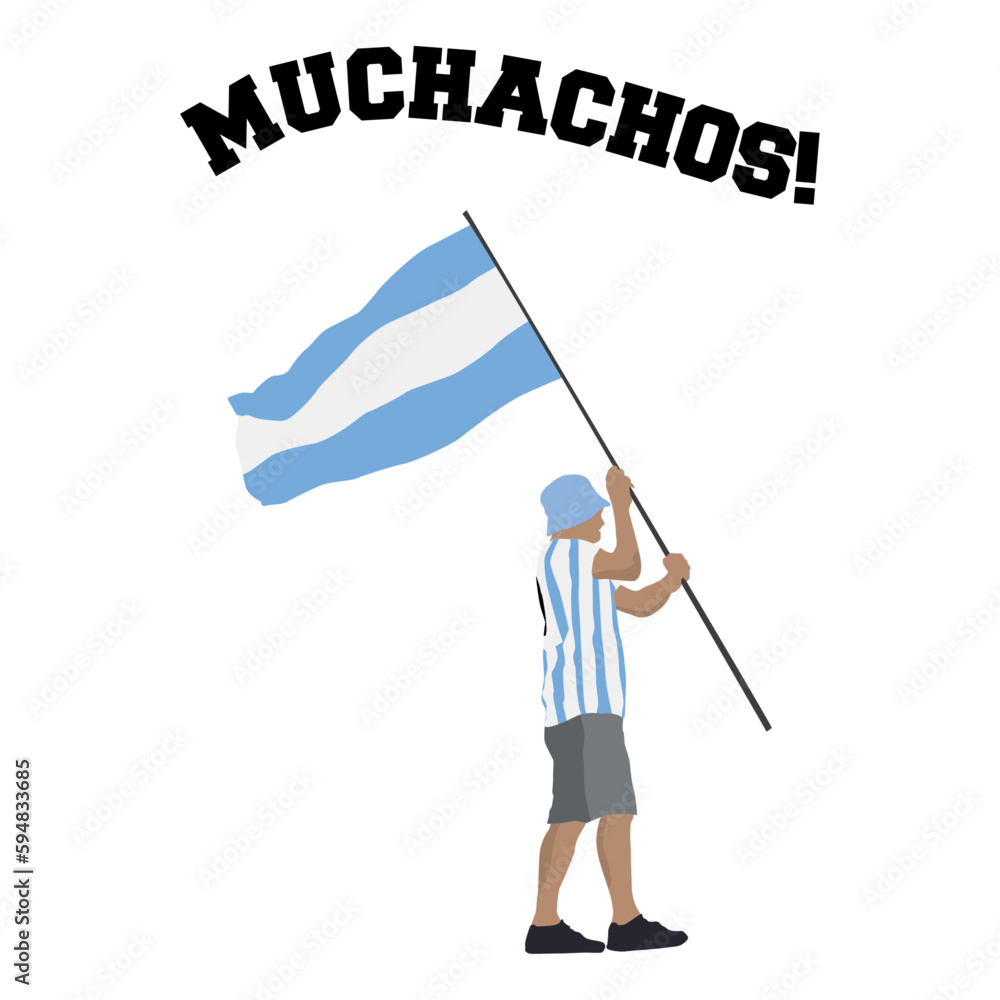 Vector hincha de fútbol con bandera argentina Stock Vector | Adobe Stock