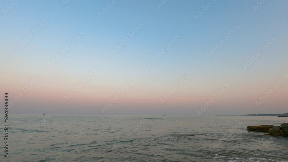 Sky above sea in early morning. Soft pastel color over sea level ...