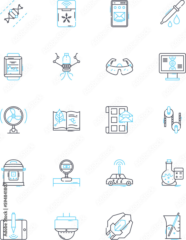 Synthetic biology linear icons set. Bioengineering, Genomics, Gene ...