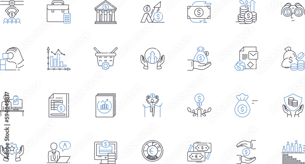 cash flow management line icons collection. Budgeting, Forecasting ...