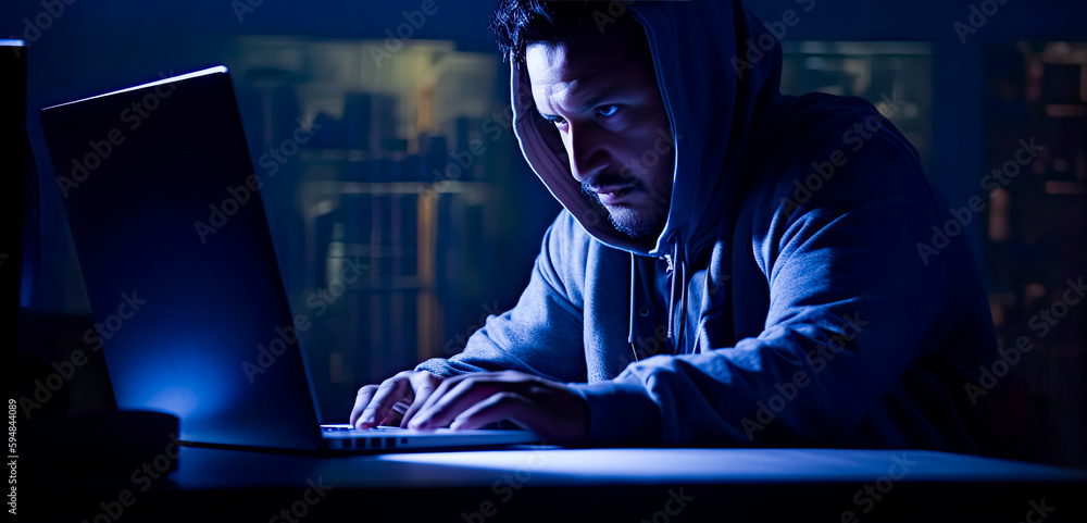 Futuristic Ai Hacker Using A Laptop To Reverse Engineer Ai Chatbot Algorithms Aiming To Exploit