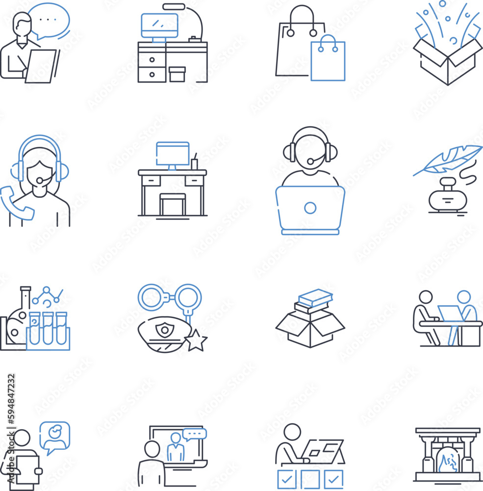 Skill-based work line icons collection. Expertise, Proficiency ...