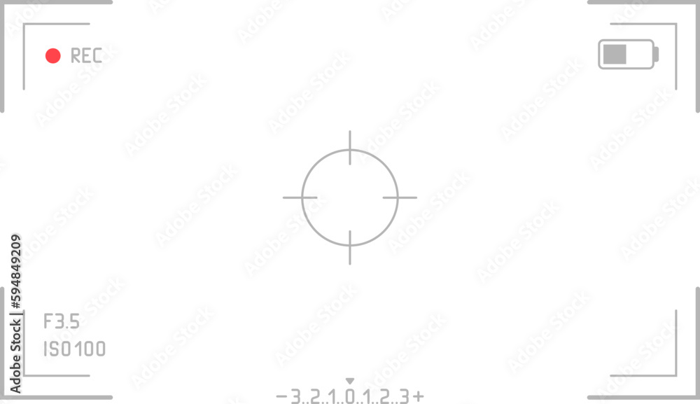 Photo or video camera viewfinder screen set. Vector display frame ...