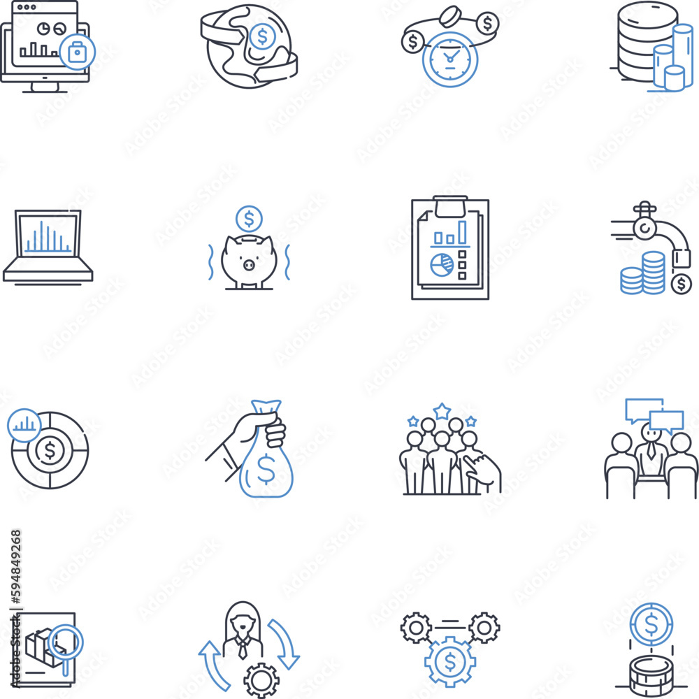 Gross domestic product line icons collection. Economy, Growth ...