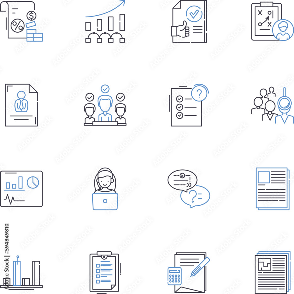 Evaluation line icons collection. ssessment, measure, judgement, rating ... Evaluation line icons collection. ssessment, measure, judgement, rating ...