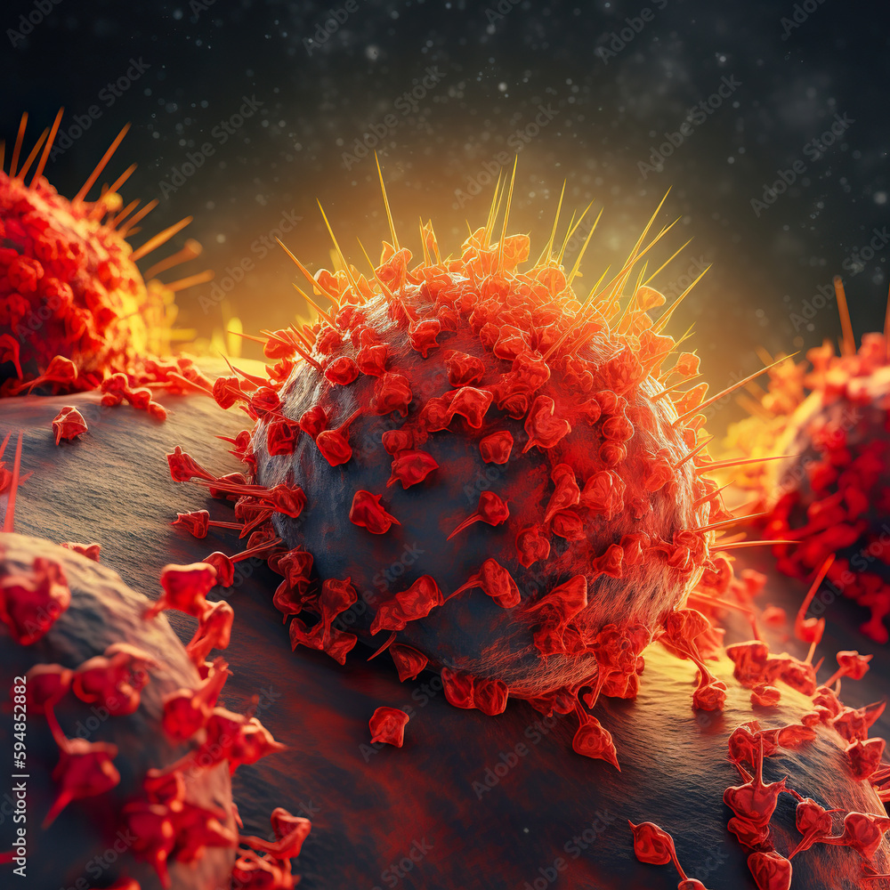 Good cells covered by cancer cells in light orange style. Tumor ...