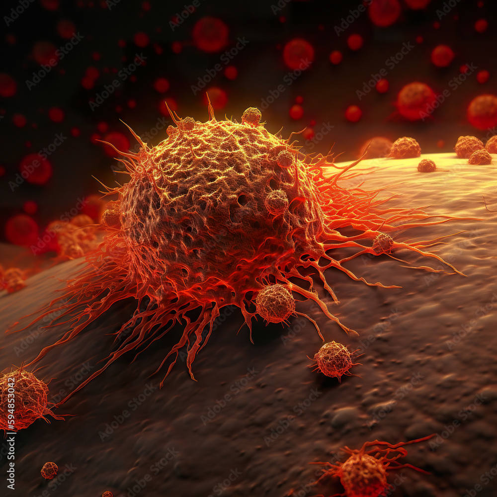 Good cells covered by cancer cells in light orange style. Tumor ...