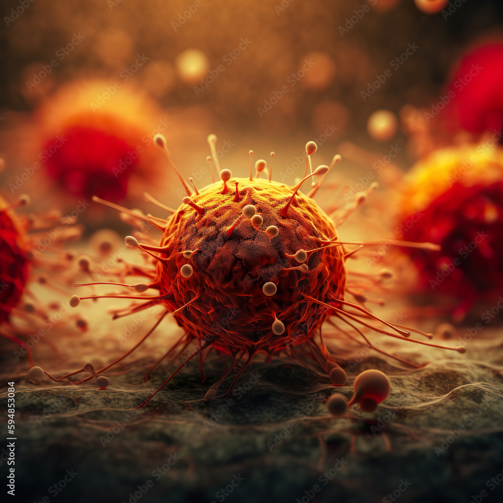 Good cells covered by cancer cells in light orange style. Tumor ...
