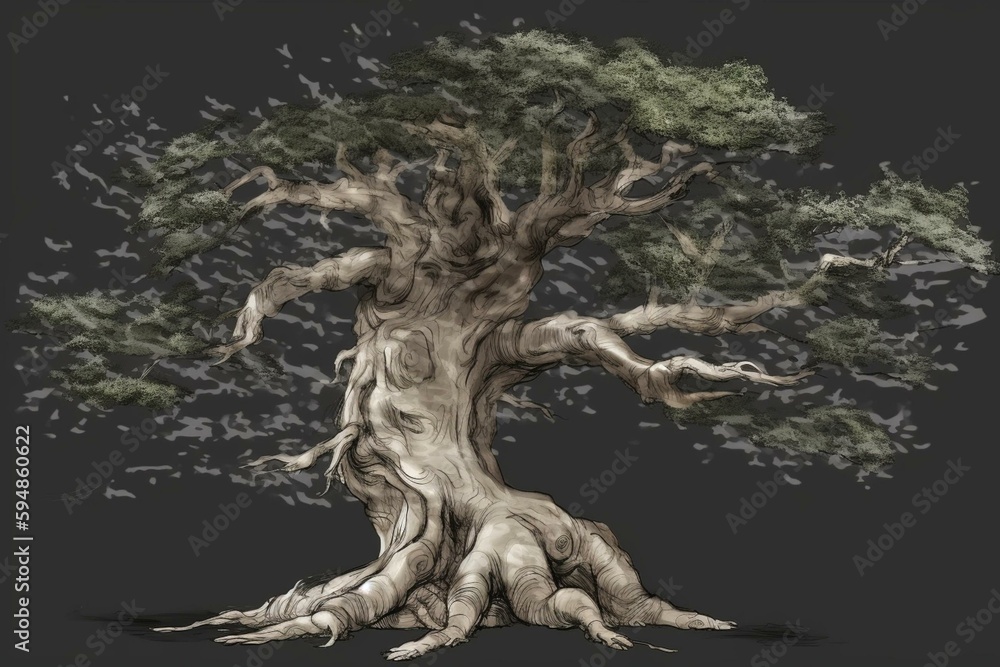 strange ancient tree on a transparent background for decorating ...