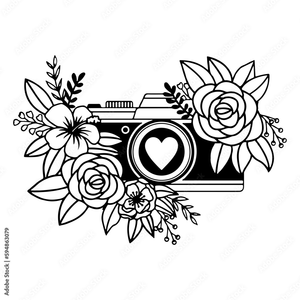 Floral Camera SVG file, Flower Camera cut file, Photography SVG file ...