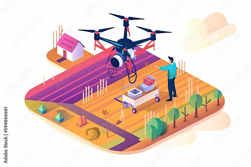 Farmer managing his industrial farm with a mobile app on his tablet ...