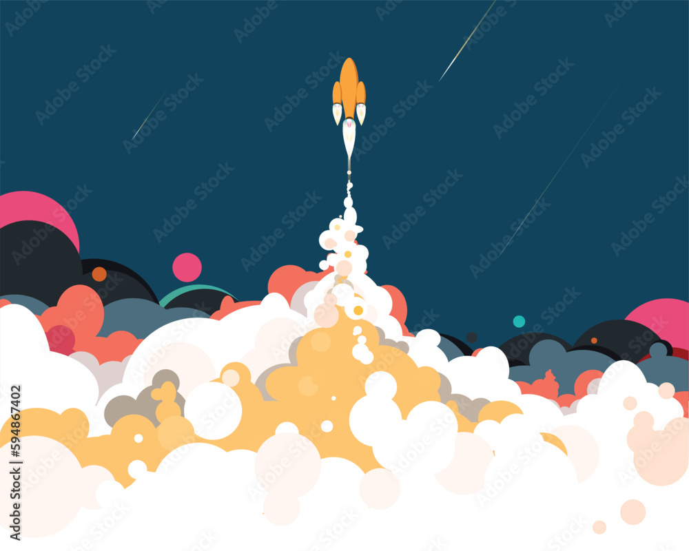 Yellow Starship Cosmic Adventure - Vibrant Vector Illustration of a ...