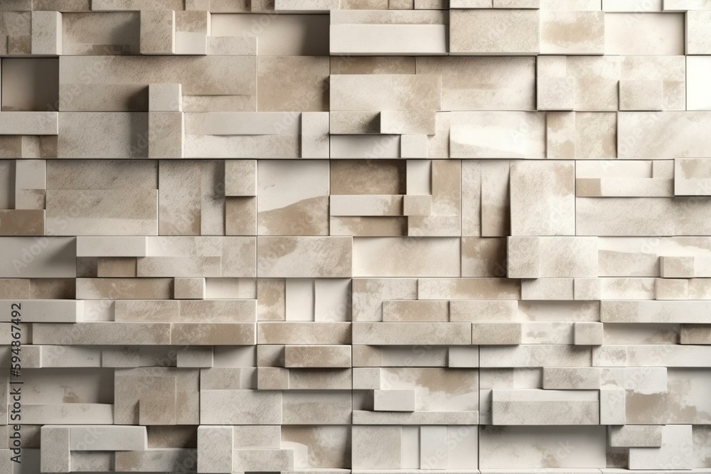 Natural Stone, Rectangular Mosaic Tiles arranged in the shape of a wall ...
