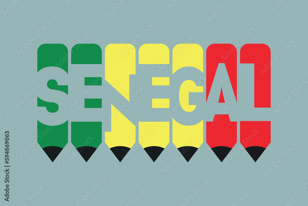 Senegal text with Pen symbol creative ideas design. Senegal flag color ...