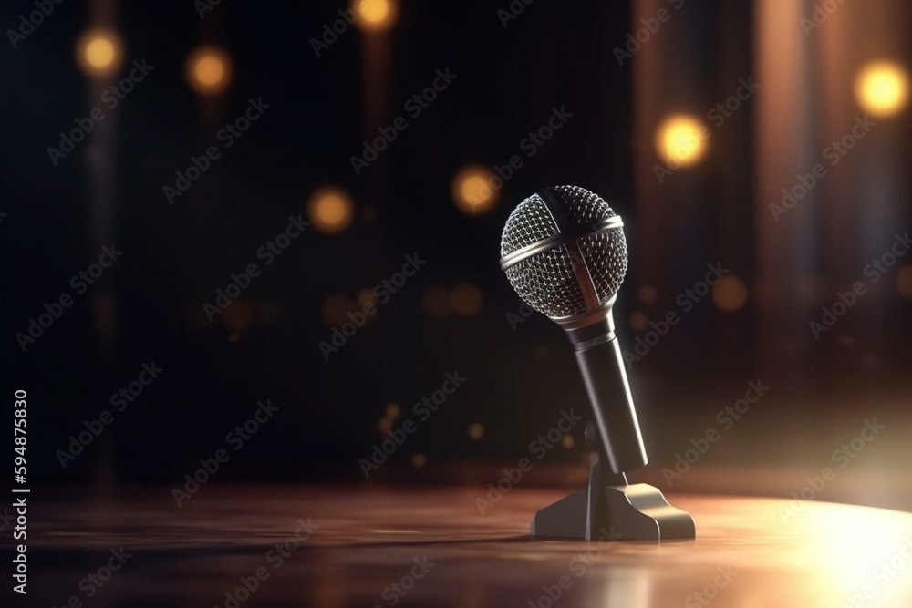 Concept Public speaking on stage with mic. Microphone for singer music ...