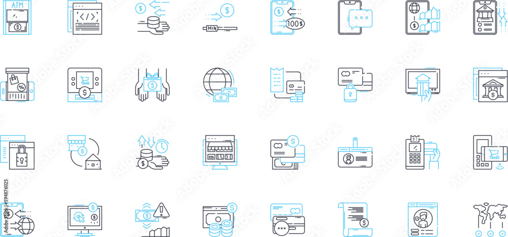 Cyber my linear icons set. Security, Hacking, Internet, Phishing, Firewall, Malware, Encryption ...