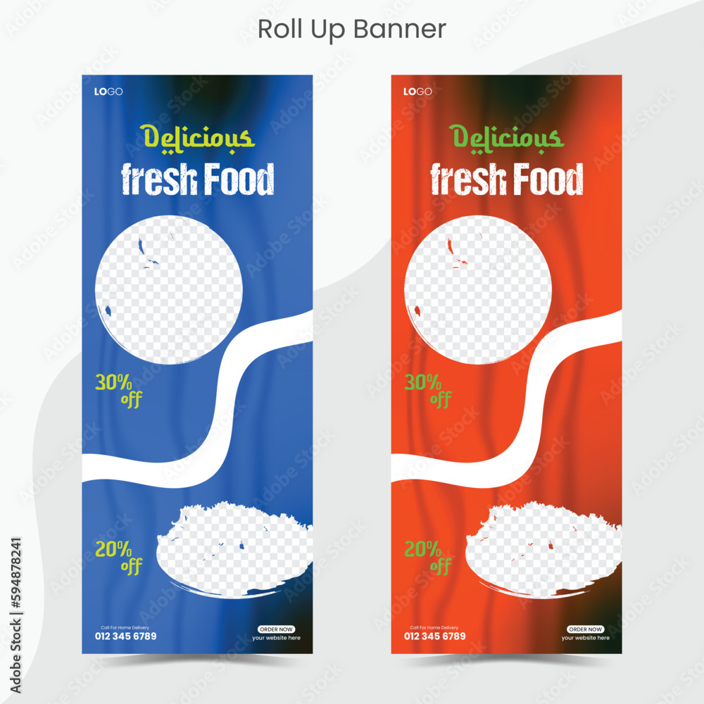 Fast food roll up banner restaurant menu template Design brochure ...