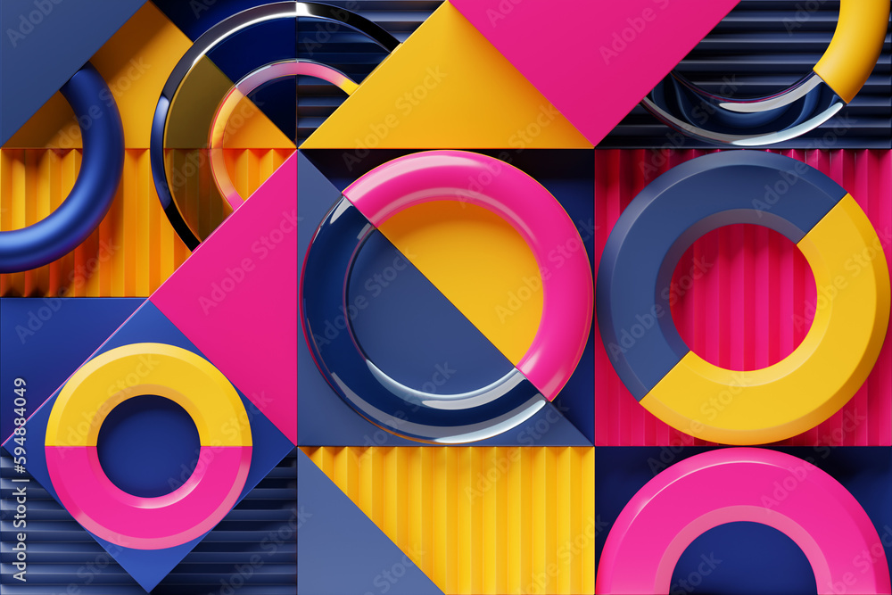 Geometric composition with different shapes. Dynamic set of realistic ...