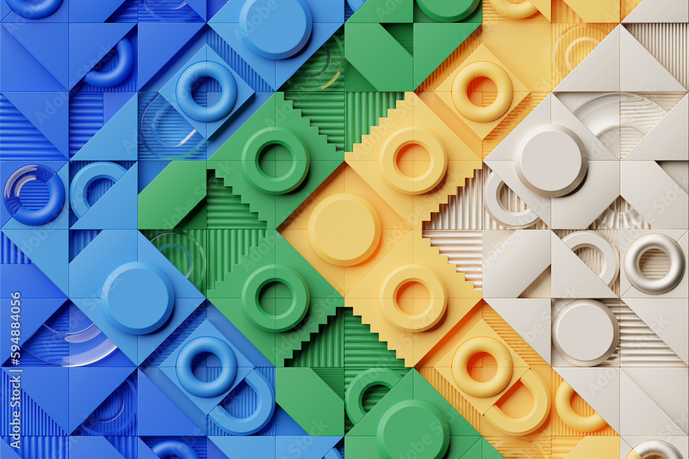 3D abstract colorful geometric shapes. Memphis inspired. 3D ...