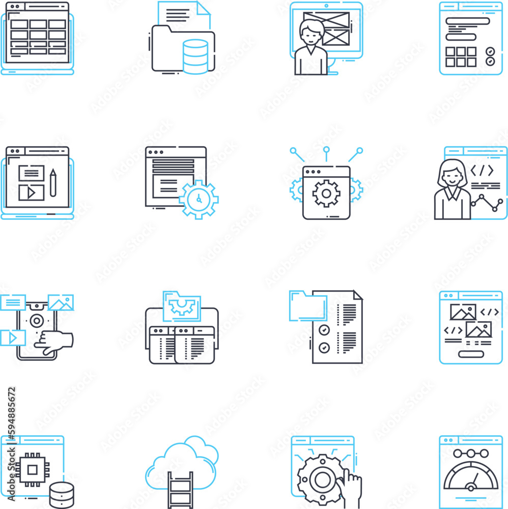 Consumer targeting linear icons set. Demographics, Psychographics, Behavior, Market research ...