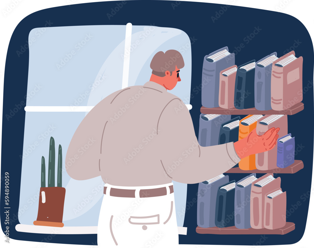 Vetor de Cartoon vector illustration of bookstore, library, bookshelf ...