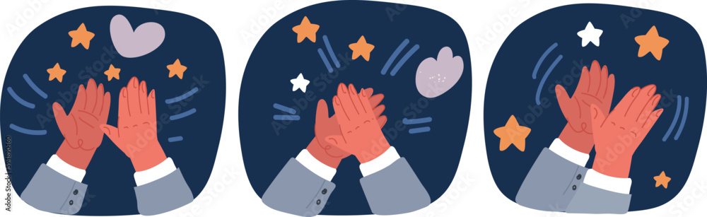 Cartoon vector illustration of Human hands clapping. People crowd ... Cartoon vector illustration of Human hands clapping. People crowd ...