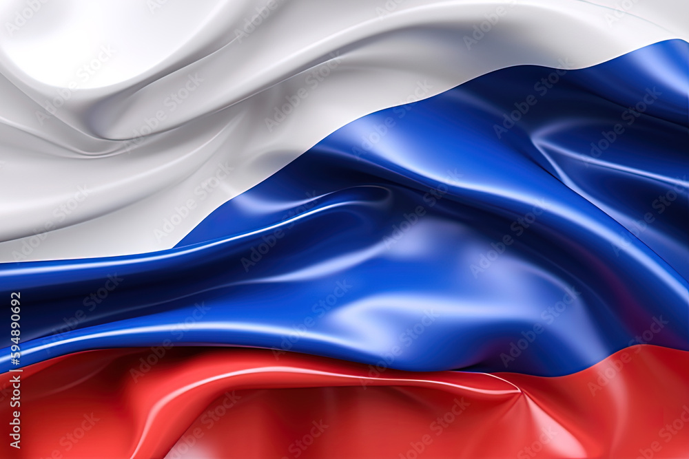 white, blue and red background, waving the national flag of Russia ...