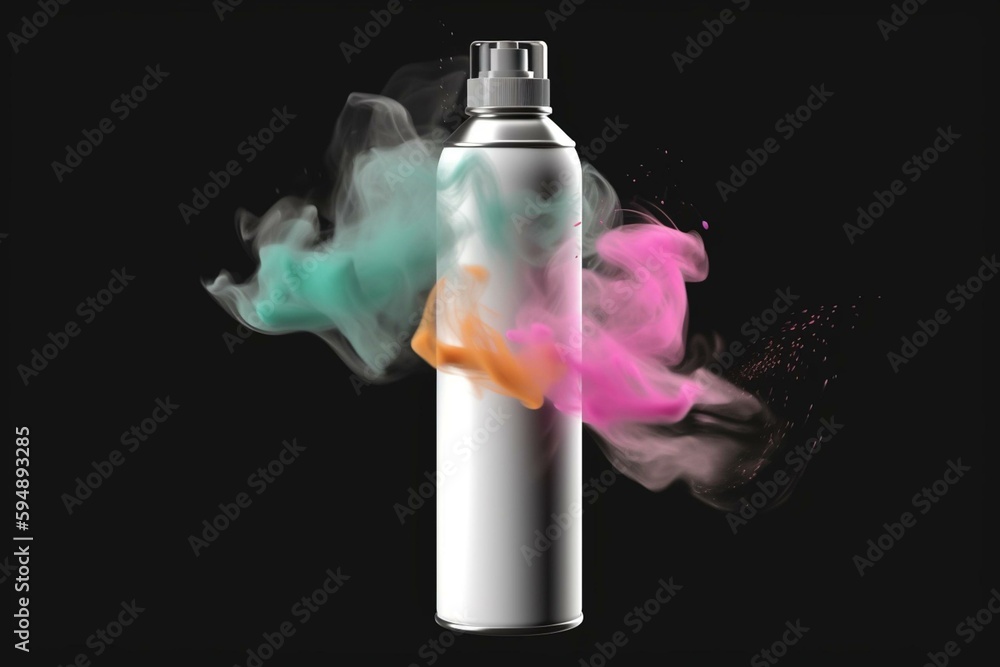 Aerosol bottle spray with paint without label isolated on transparent ...