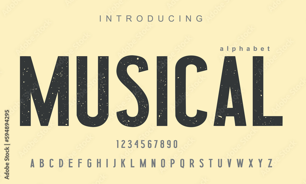 Musical font. Elegant alphabet letters font and number. Classic Copper ...