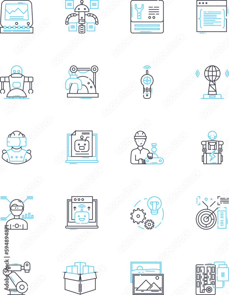 technical drawing linear icons set. Blueprint, Schematic, Drafting ...