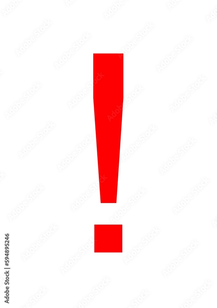 red exclamation mark on white background Stock Illustration | Adobe Stock
