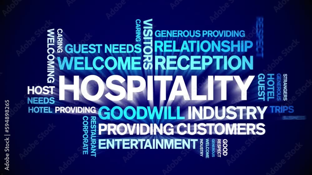 Hospitality animated tag word cloud;text design animation kinetic ...