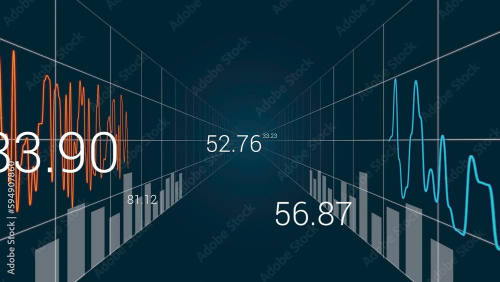 Stock market with graph, diagram, chart bars, numbers. Business ...