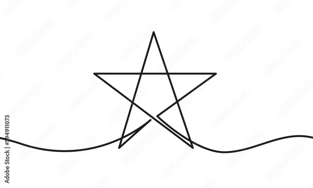 Star Continuous One Line Drawing. Star Contour Illustration for Modern ...