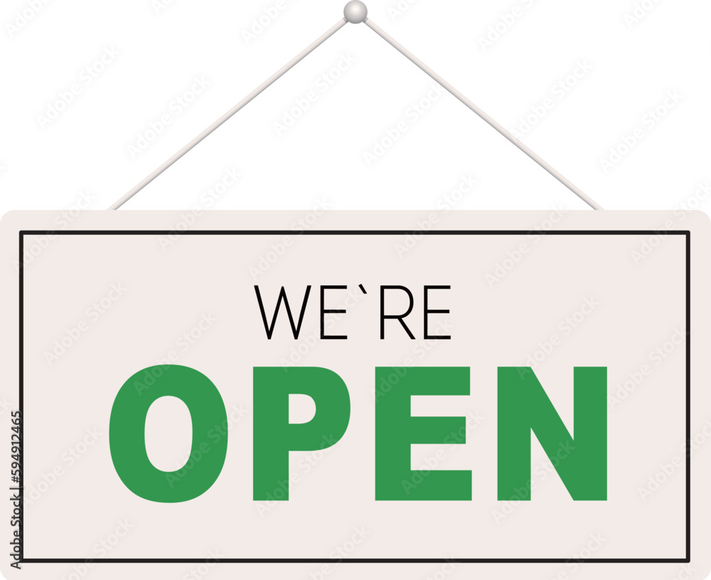 Open door sign or hanging board. Welcome notice phrase hanging door ...