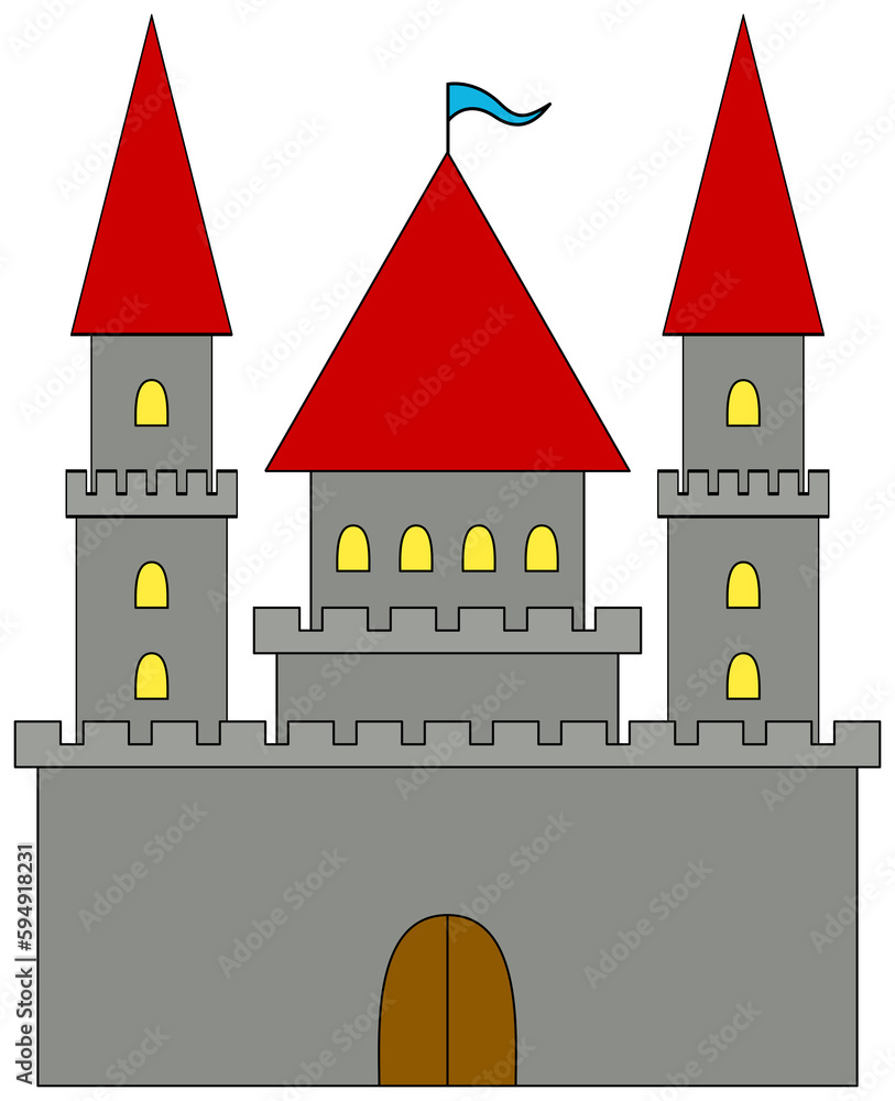 Cartoon castle clipart. Fortress with walls. Stock Illustration | Adobe ...