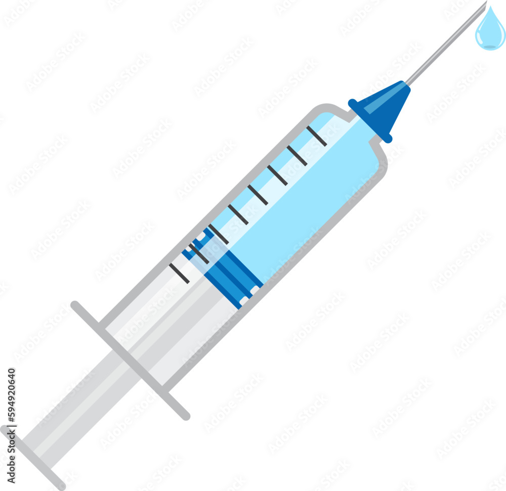 Medical syringe icon. The Syringe is filled with a vaccine solution ... Medical syringe icon. The Syringe is filled with a vaccine solution ...