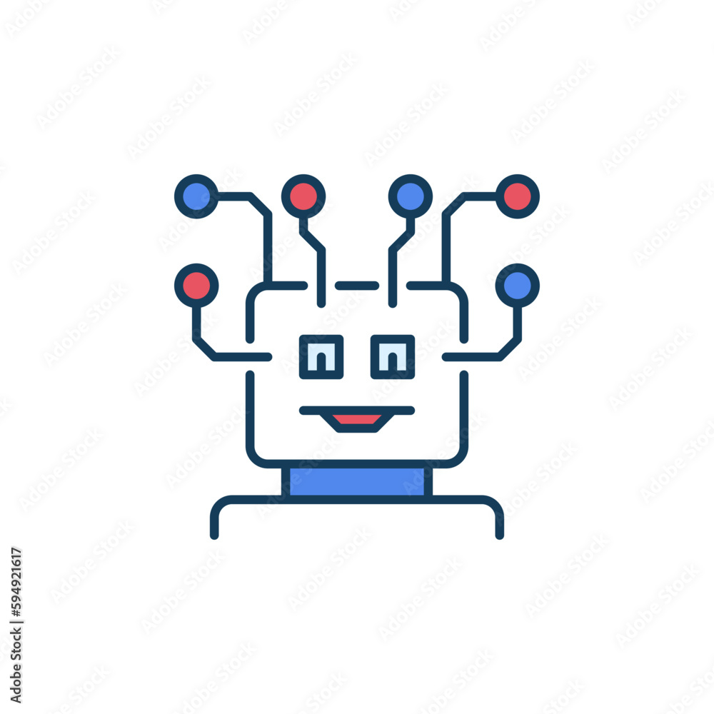 AI Robot Head with Circuits vector Artificial Intelligence concept ...