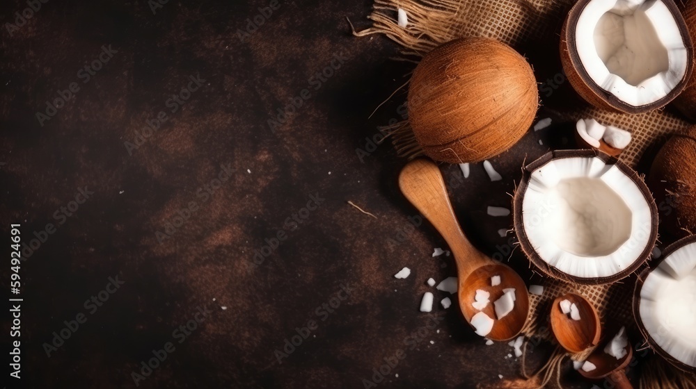 Delectable Coconut on a Background with Ample Space for Copy ...