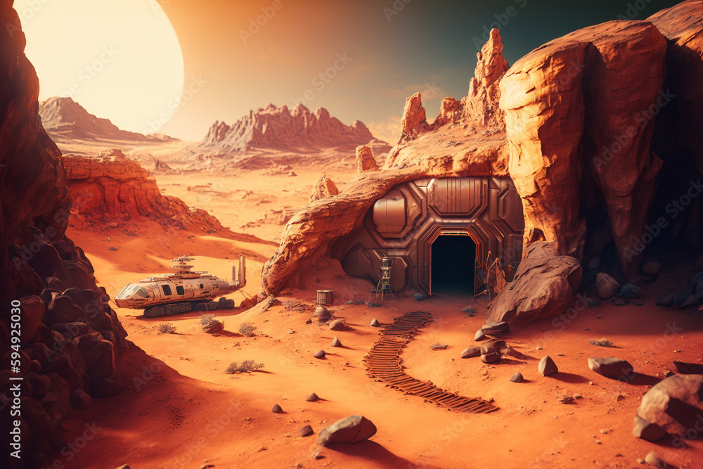 Base Camp, human colony on mars, futuristic concept of Colonization ...