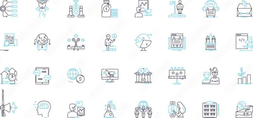 Corporate Success linear icons set. Leadership, Strategy, Innovation ...