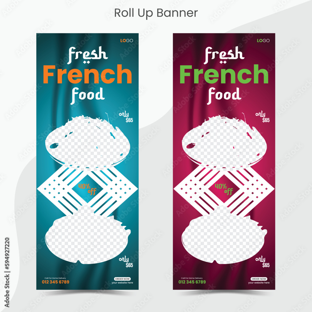 Fast food roll up banner restaurant menu template Design brochure ...