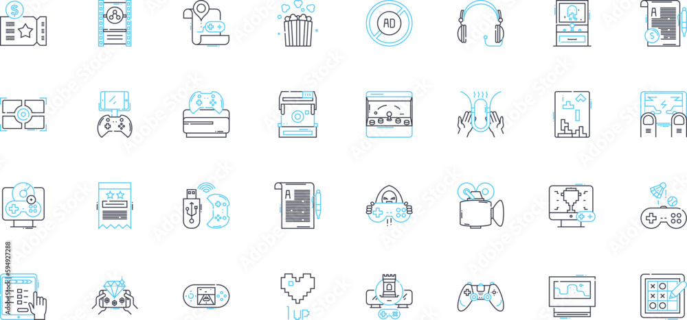 Web Development Agency Linear Icons Set Web Design Coding Programming Html Css Javascript